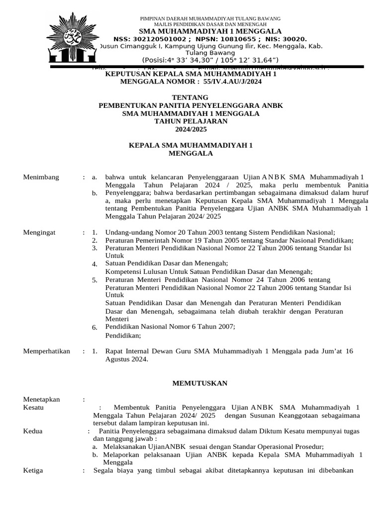 SK - Anbk Sma - Tahun - 2024 | PDF