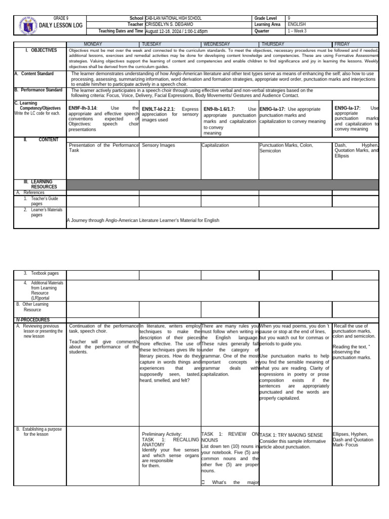 English 9 Q1-W3 | PDF