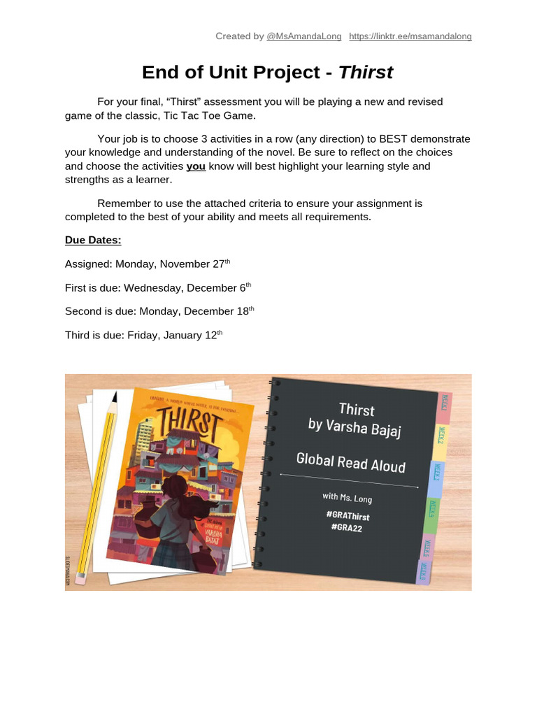 Thirst - Tic Tac Toe Final Assignment | PDF