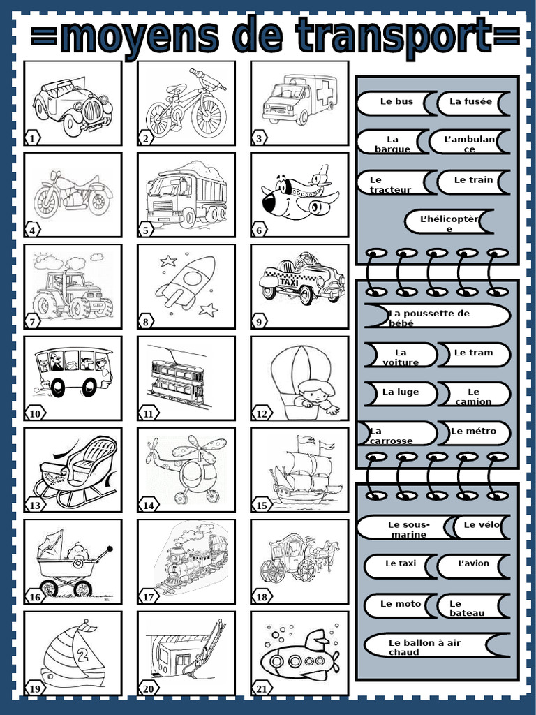 Les Moyens de Transport Feuille Dexercices - 7302 | PDF