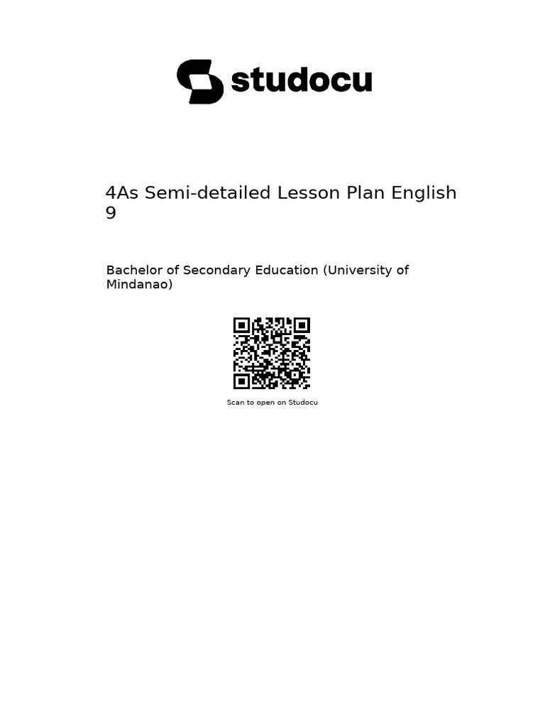 4as Semi Detailed Lesson Plan English 9 | PDF