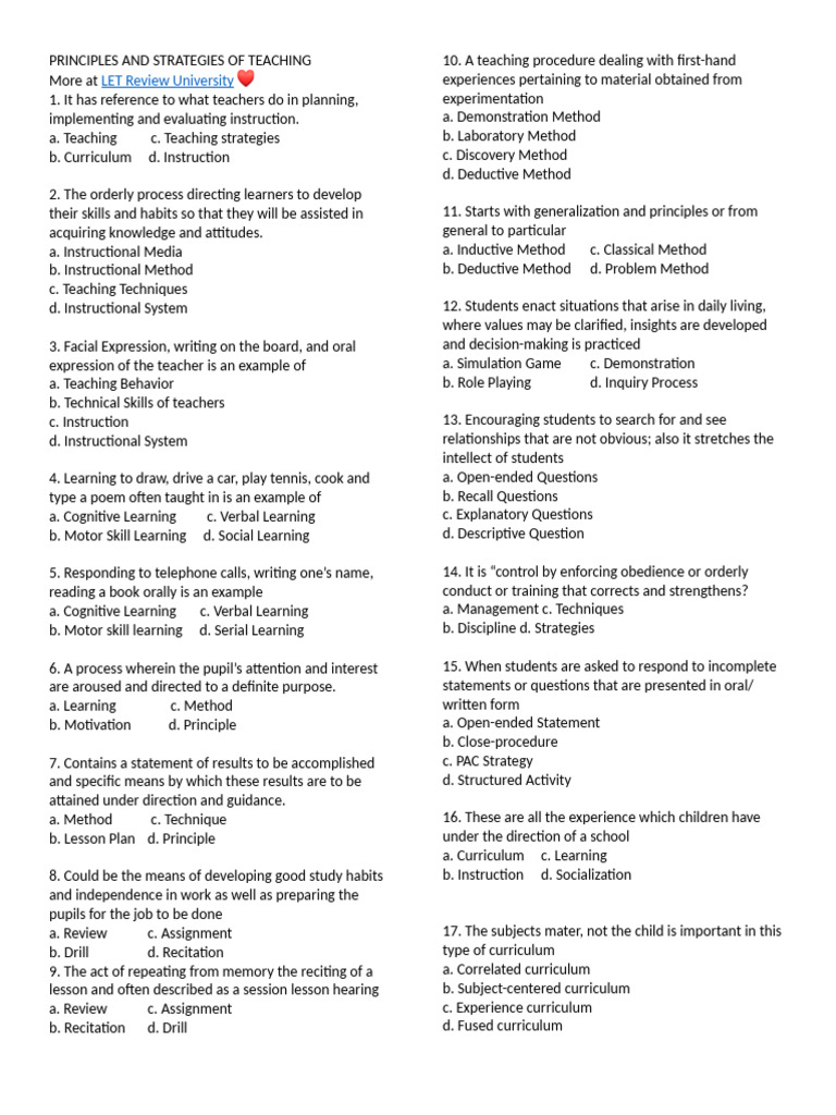 Teaching Principles and Strategies Guide | PDF | Learning | Curriculum
