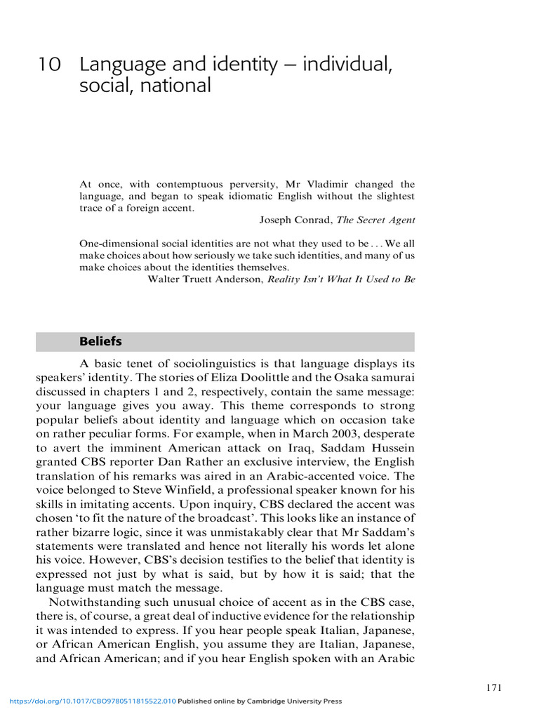 Language as Identity Marker | PDF | Identity (Social Science) | Linguistics