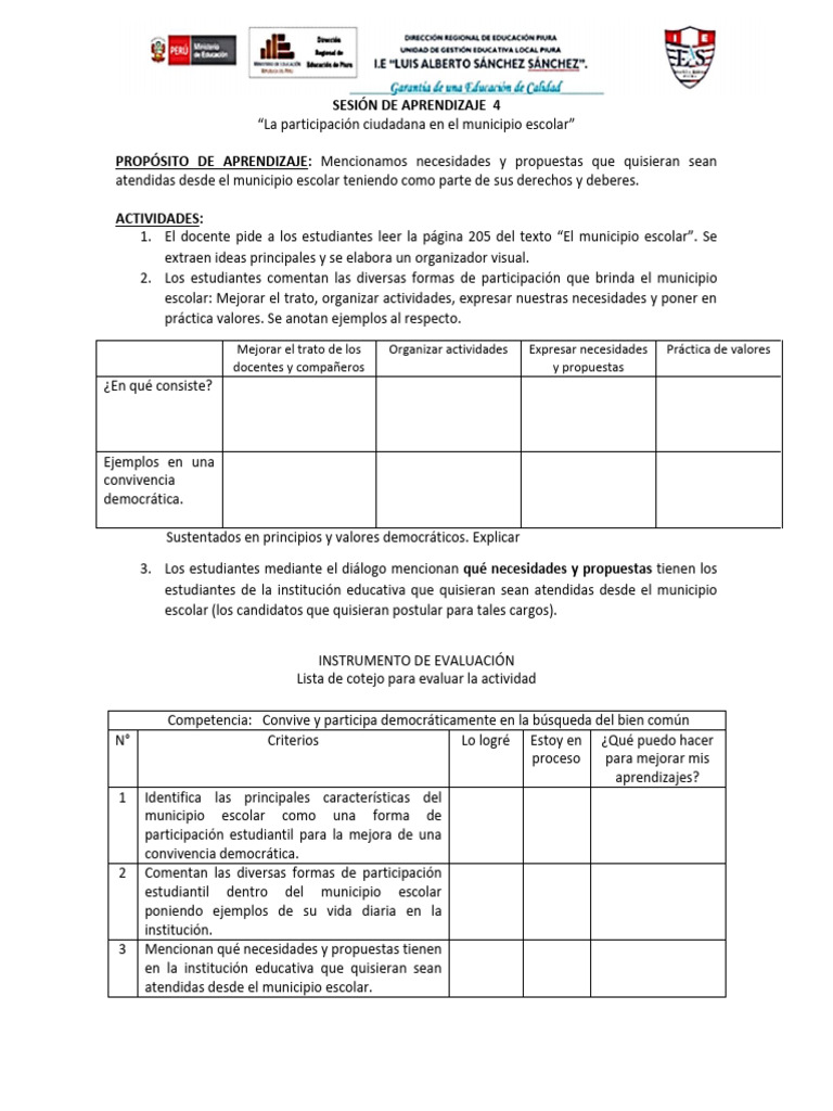 DPCC Primero Eda 7 Sesion 4 - Guia | PDF