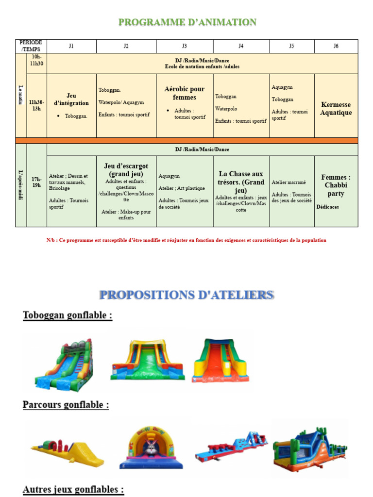 Programme D'animation | PDF