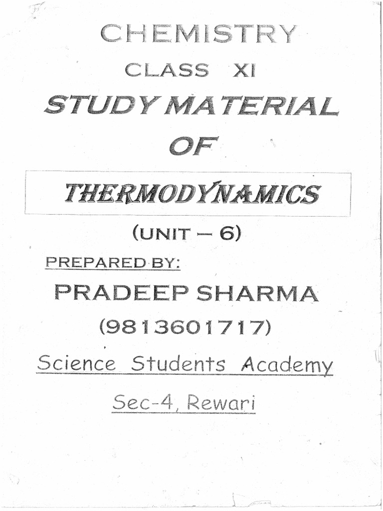 11 Thermodynamics U-6 | PDF
