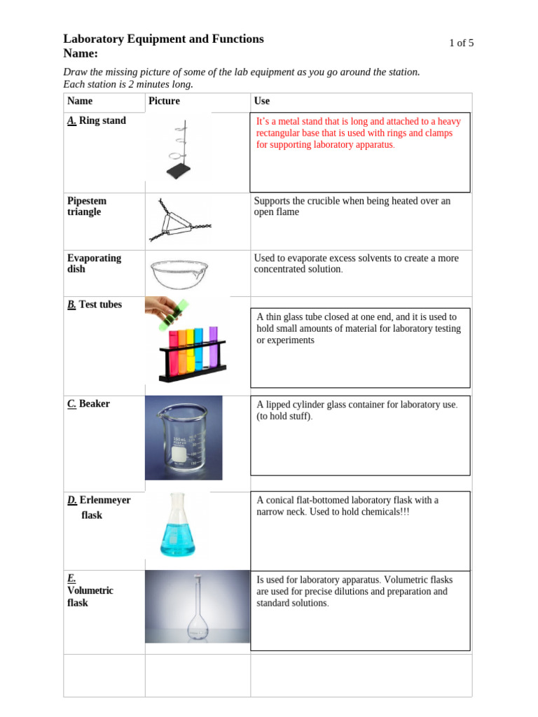 Finished Laboratory Equipment Station Handout_WD | PDF