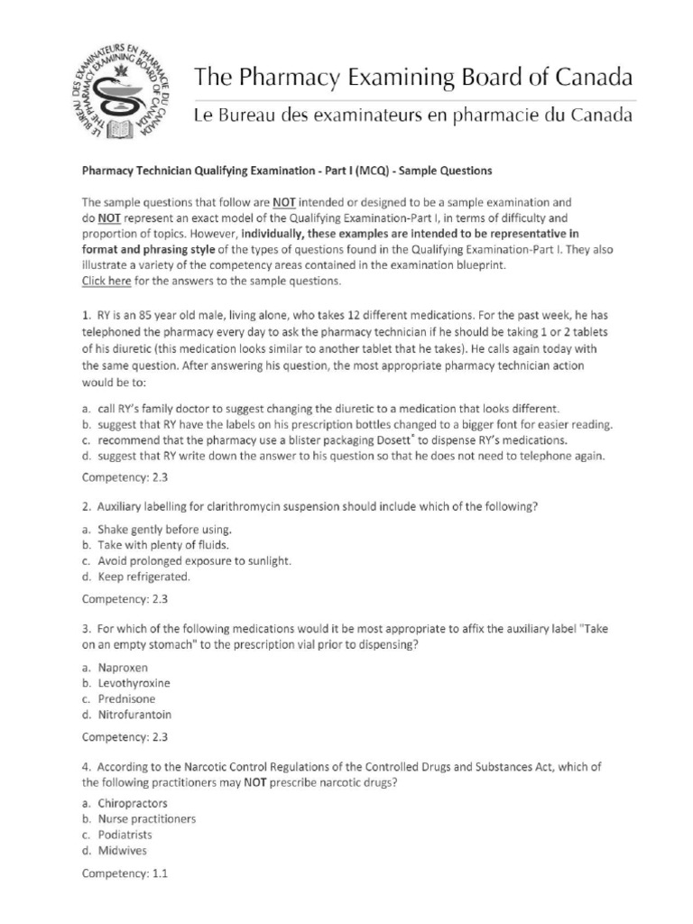 Pebc Sample Questions | PDF