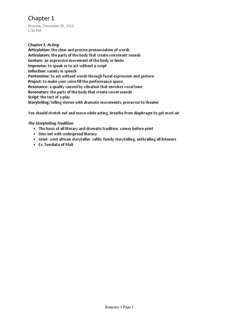 Drama Study Guide | PDF | Actor | Theatre