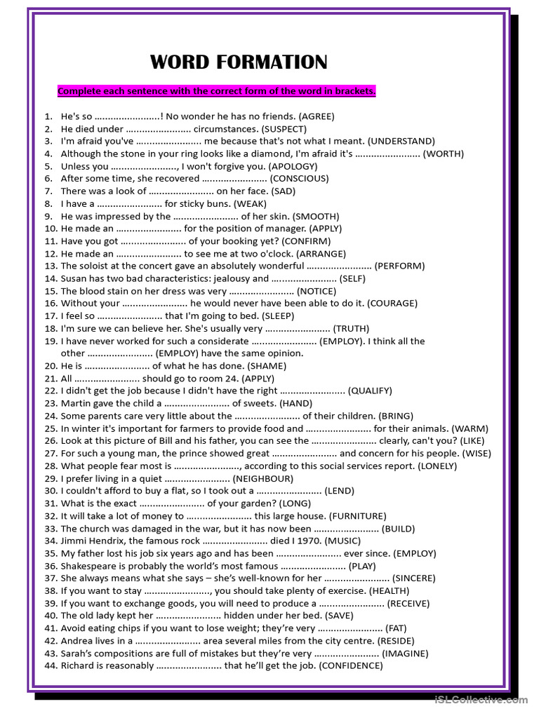 Word Formation Exercise | PDF