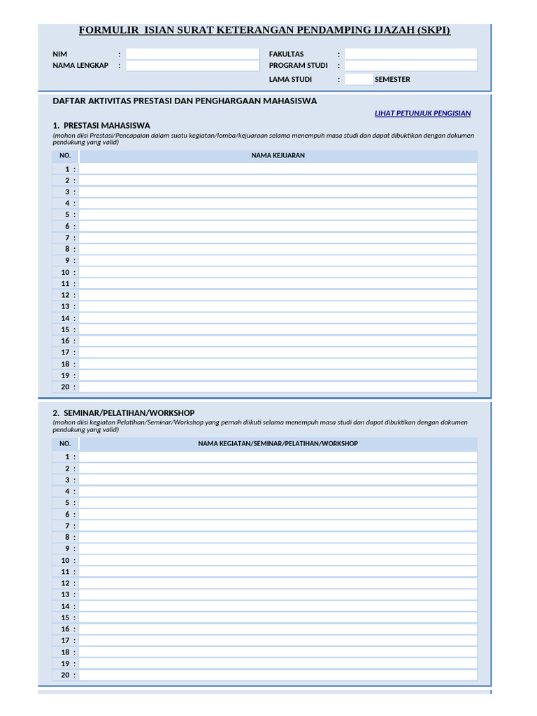 Formulir SKPI Wisudawan | PDF