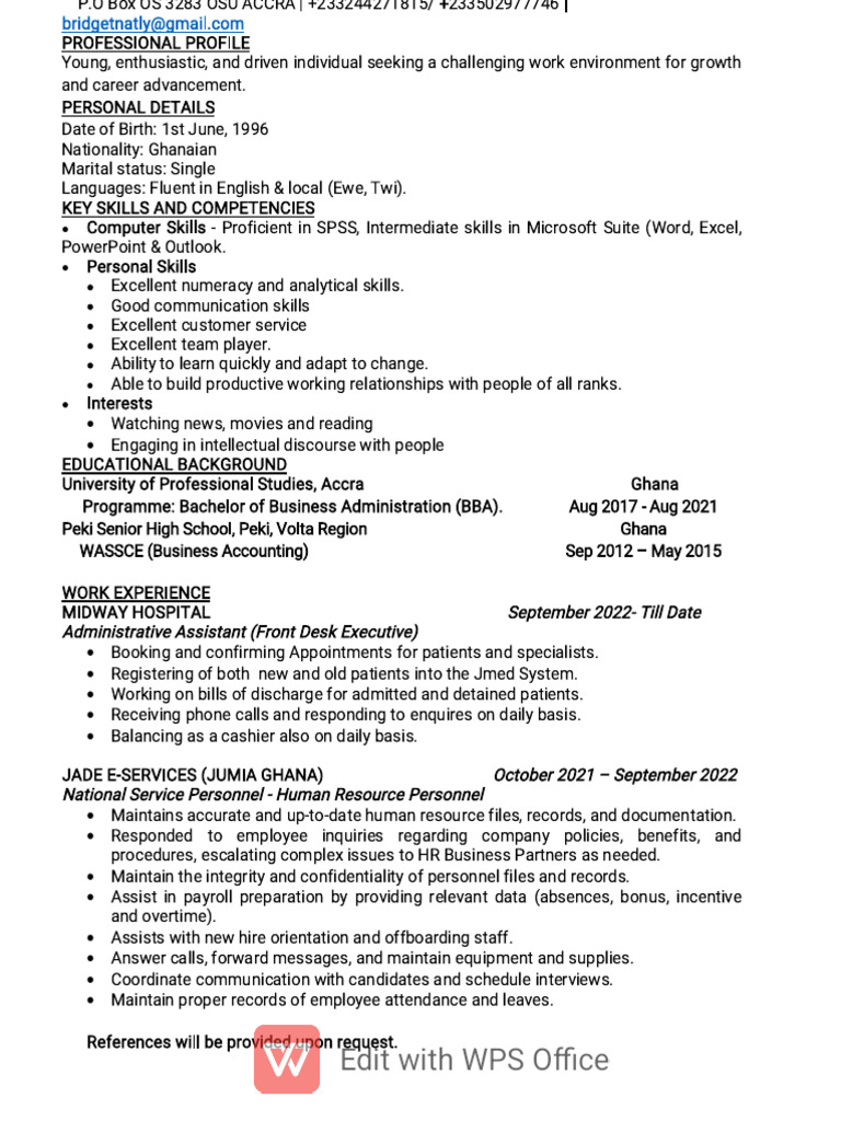 Bridget Amedzro - CV | PDF