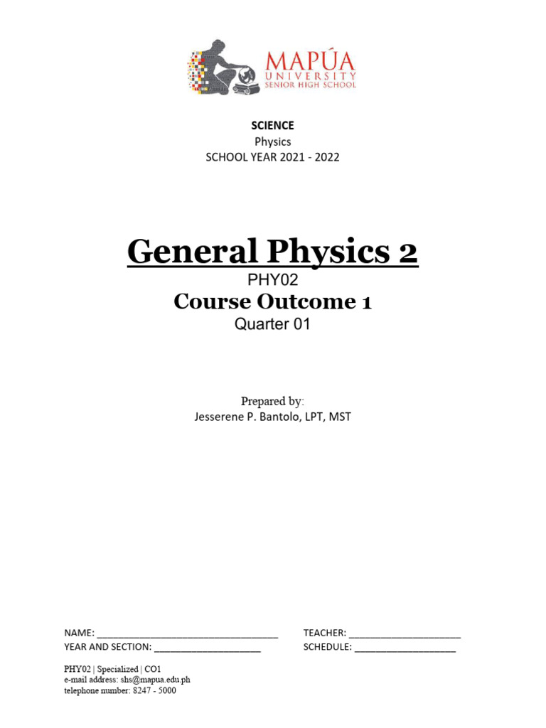 General Physics 2: Course Outcome 1 | PDF