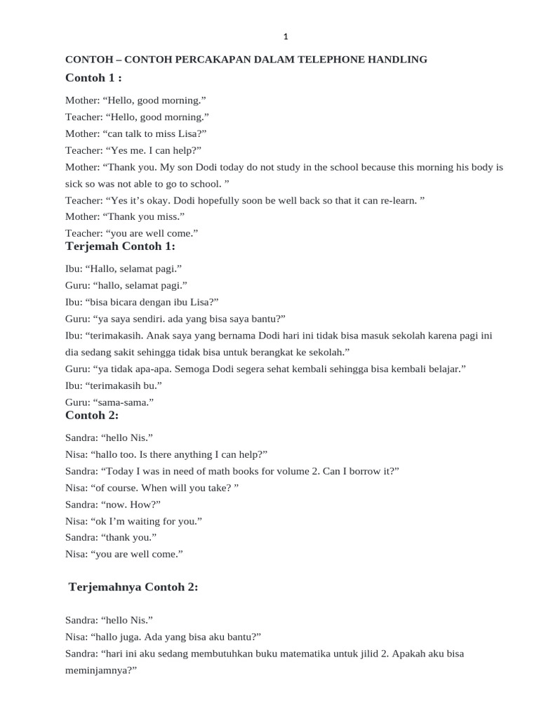 Contoh Dialog TLP Handling | PDF