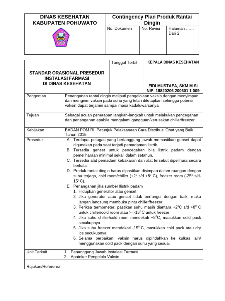 SOP Contingency Plan CCP | PDF