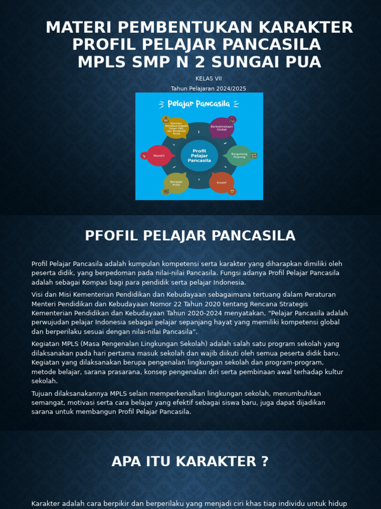 Materi Pembentukan Karakter SMPN 2 Sungai Pua | PDF