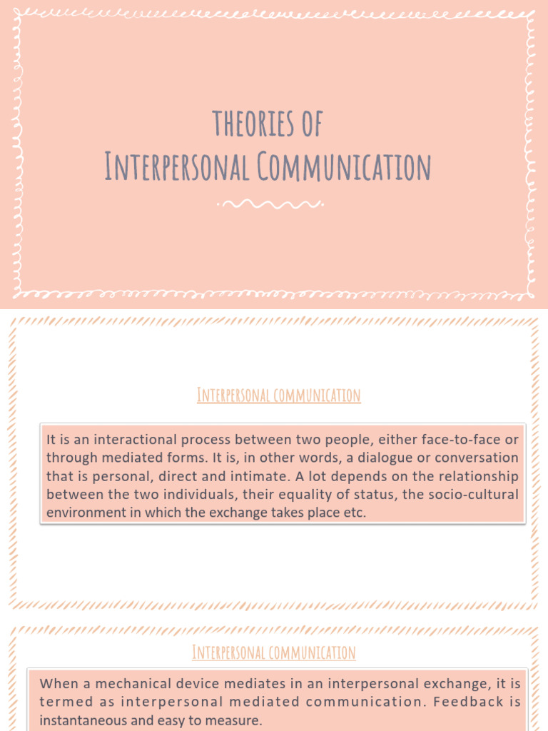 Interpersonal Theories and MassComm Theories | PDF