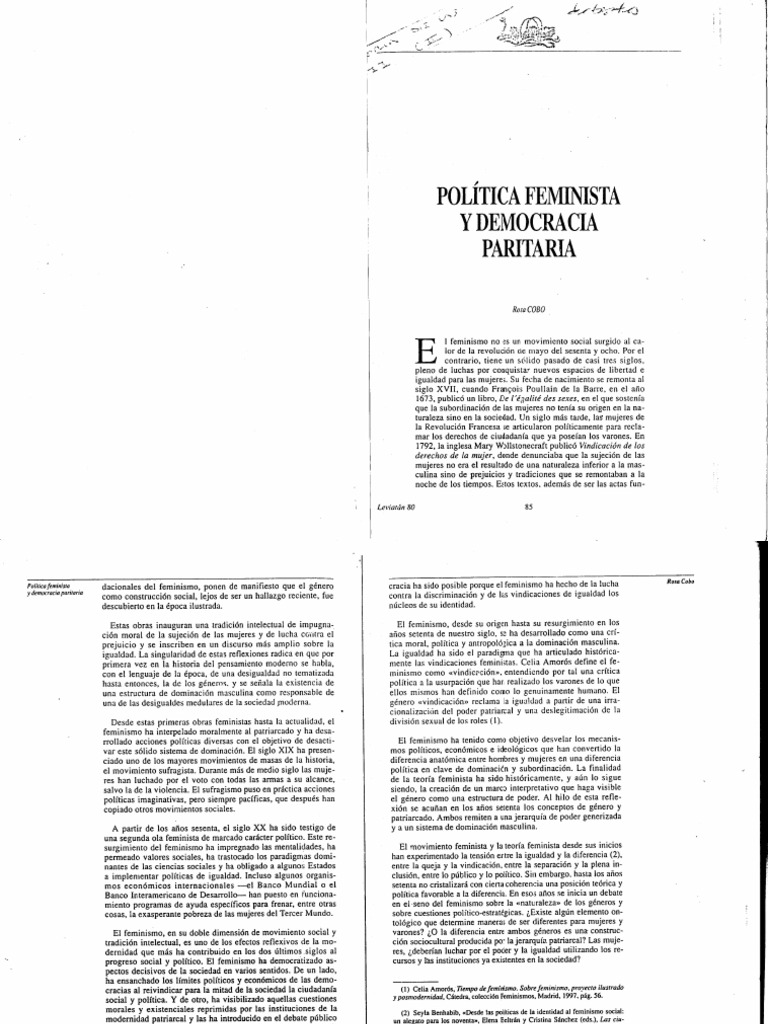 Cobo Politica Feminista | PDF