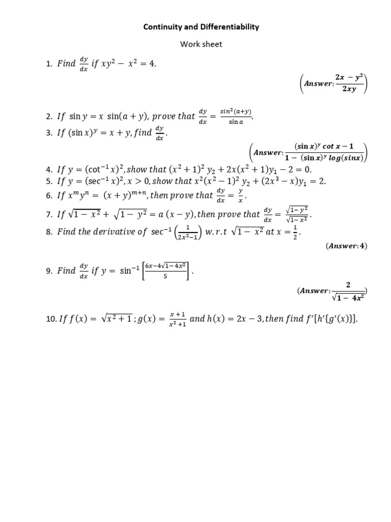 5..continuity and Differentiability | PDF