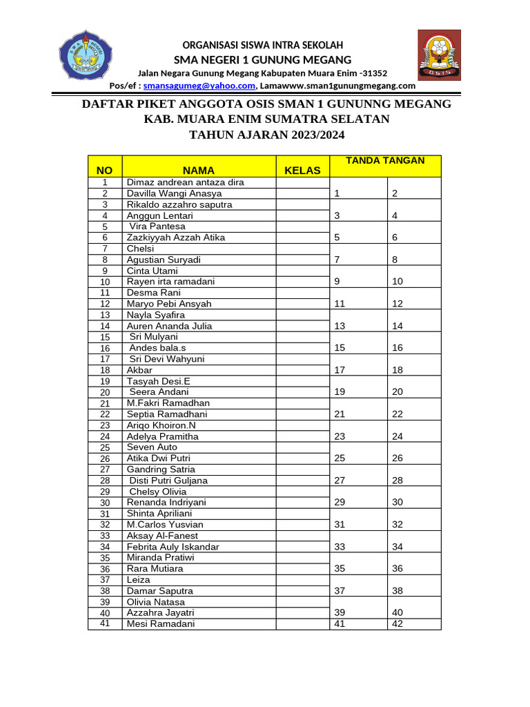 Absen Kegiatan Anggota Osis | PDF