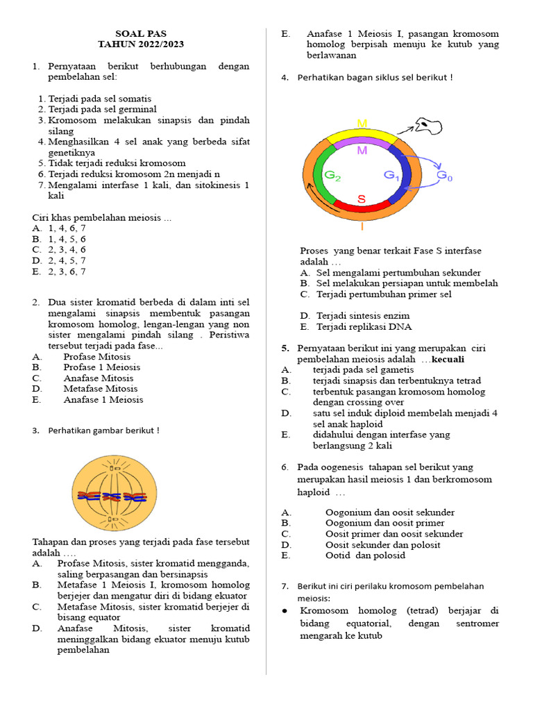 Latihan Soal Biol XII (PAS 2223) | PDF