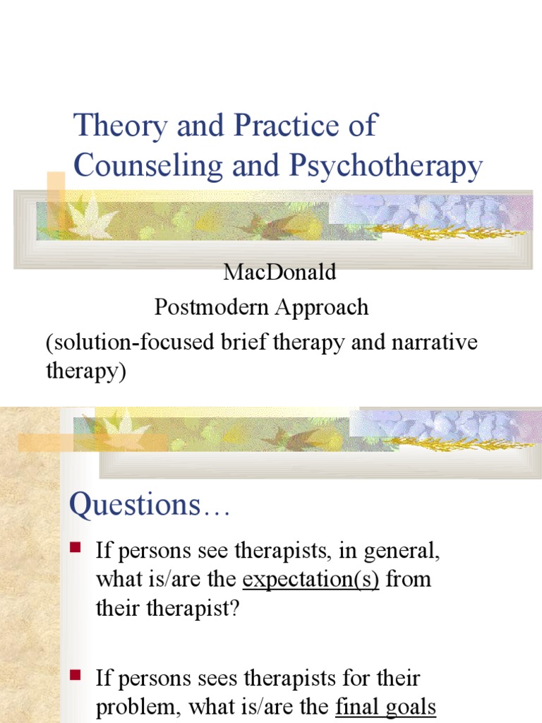 Post Modern Counseling | PDF | Solution Focused Brief Therapy ...