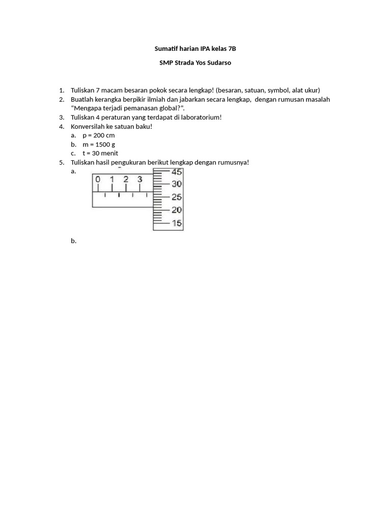 Sumatif Harian IPA Kelas 7B | PDF