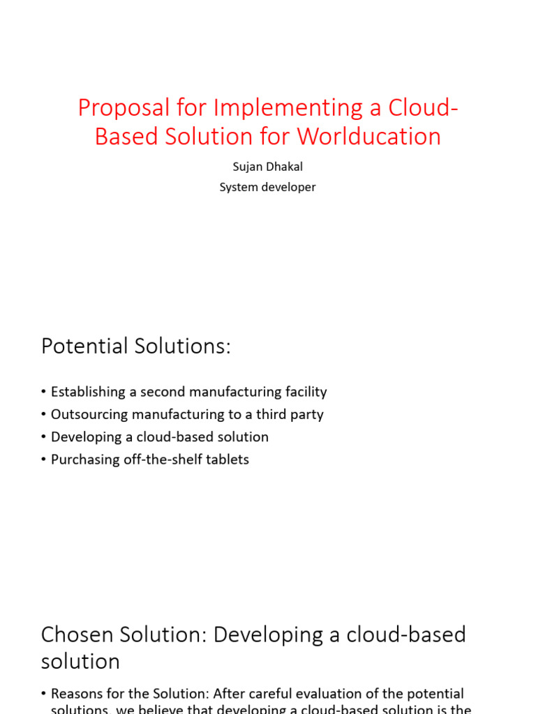 Proposal For Implementing A Cloud-Based Solution For Worlducation 512 | PDF