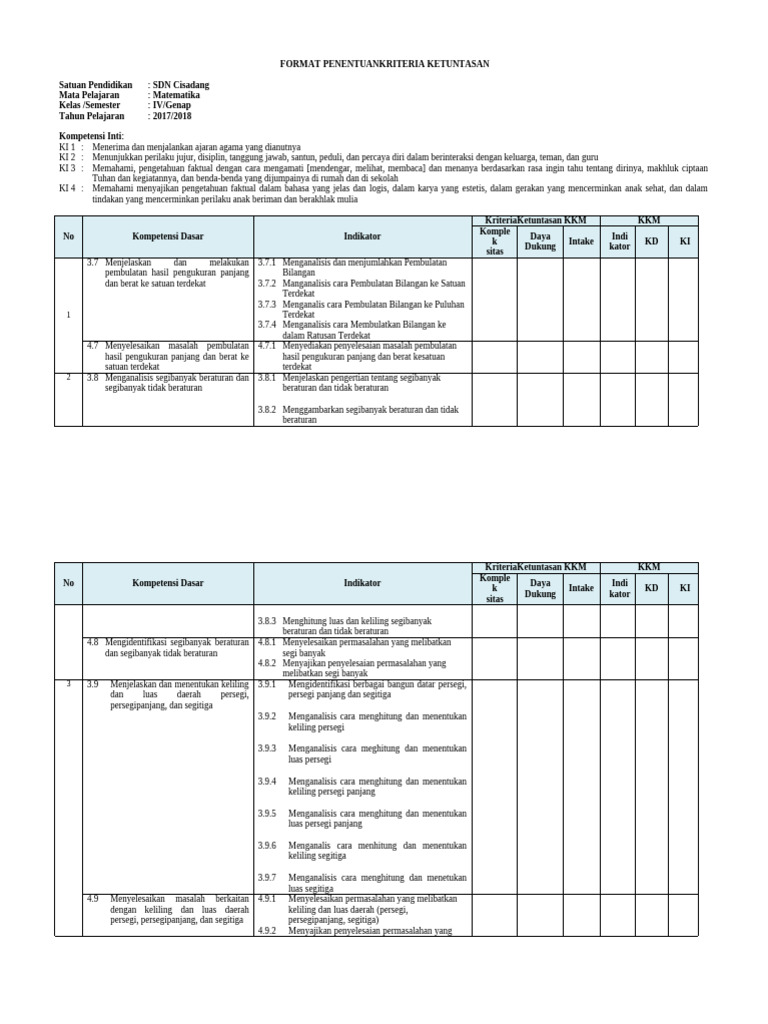 Penentuan KBM Matematika 4 Sm2 Rev | PDF