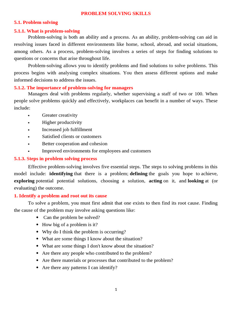 5. Problem solving skills | PDF