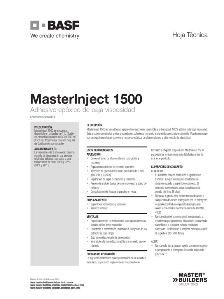 basf-MasterInject 1500 | PDF | Epoxy | Water