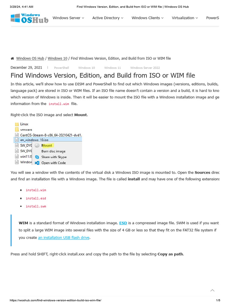 Find Windows Version, Edition, and Build From ISO or WIM File - Windows ...