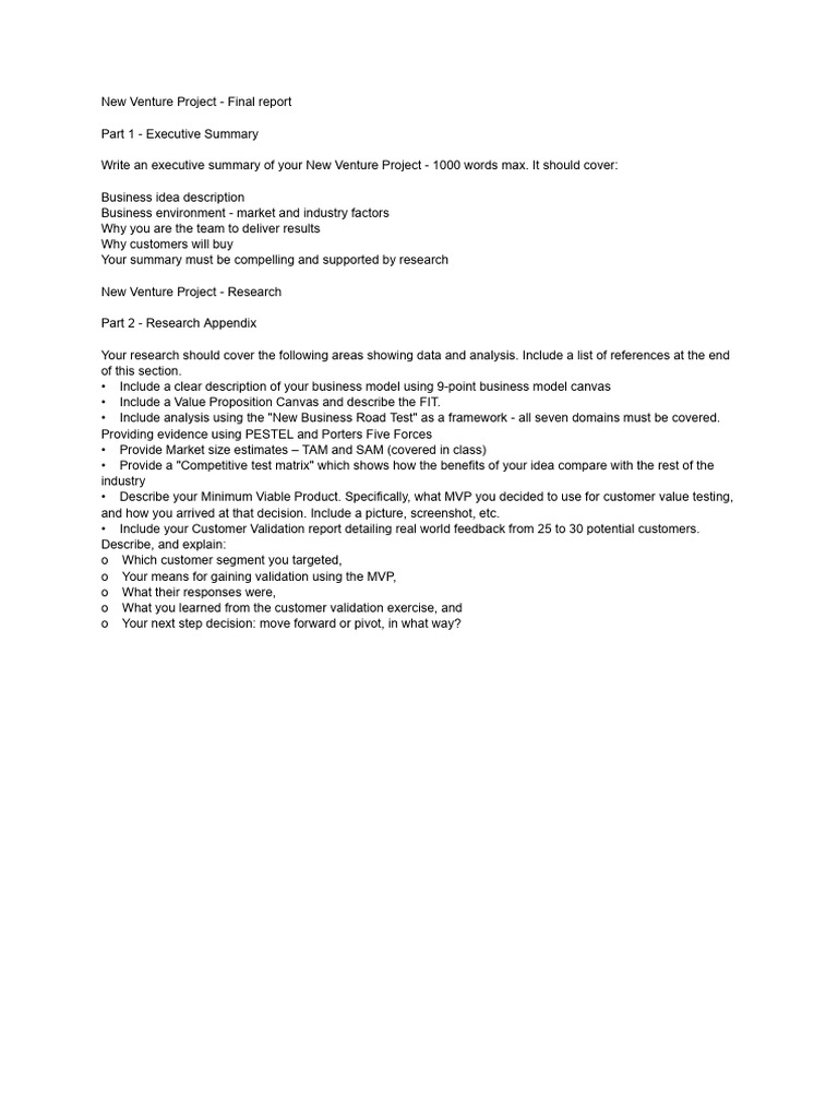 Final Report Outline Instructions | PDF