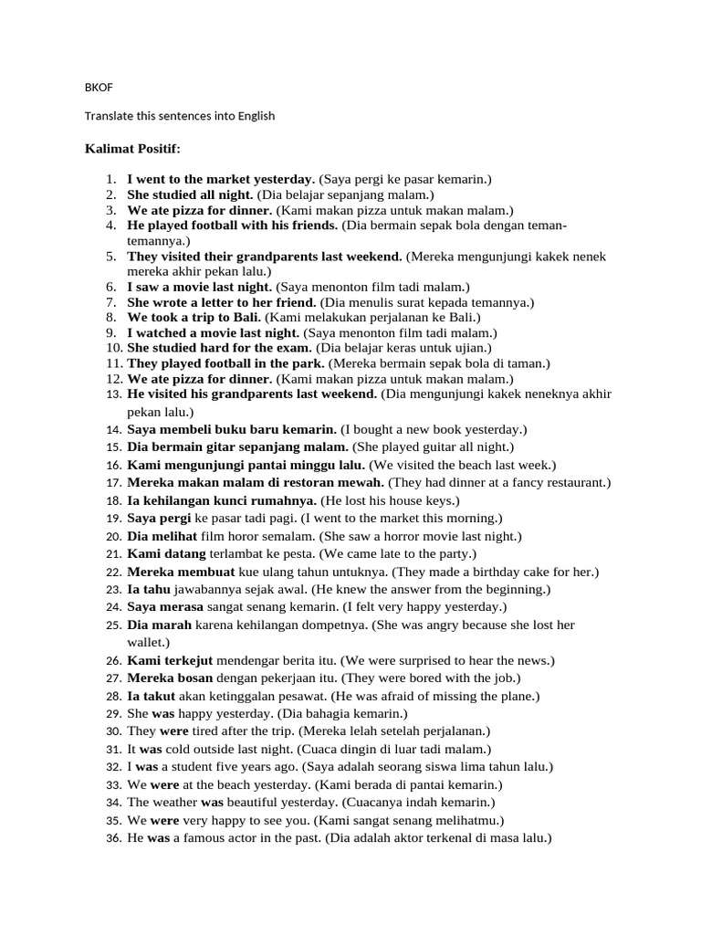 Bkof Past Tense | PDF