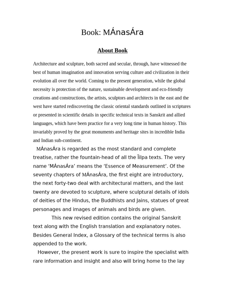 Architecture of Manasara A Vaastu Text | PDF