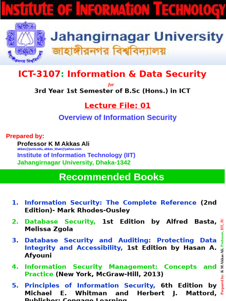 Overview Of Information Security Ict 3107 Pdf