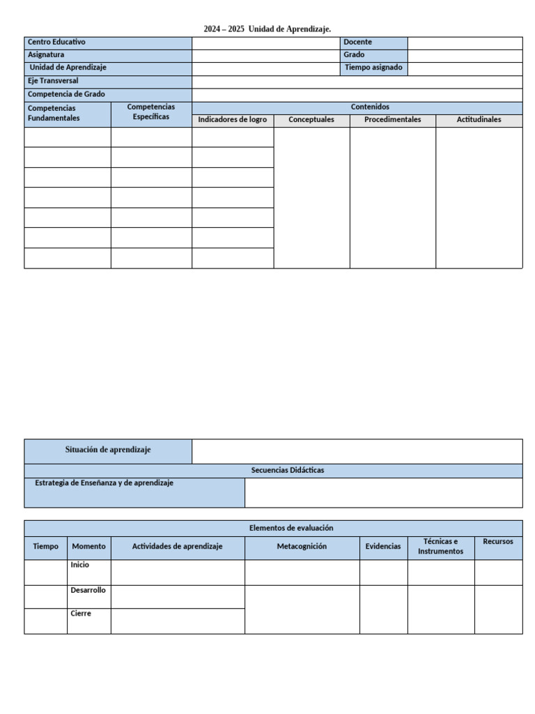 2024 - 2025 Esquema de Unidad de Aprendizaje. | PDF