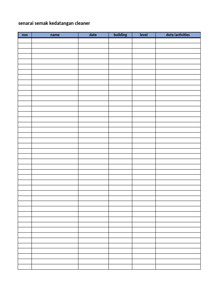 Cleaner Attendance Checklist - Open | PDF