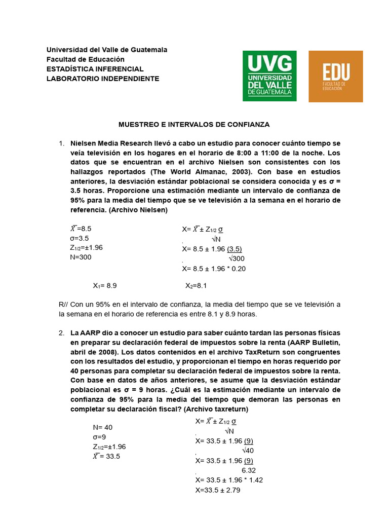 Muestreo e Intervalos de Confianza | PDF