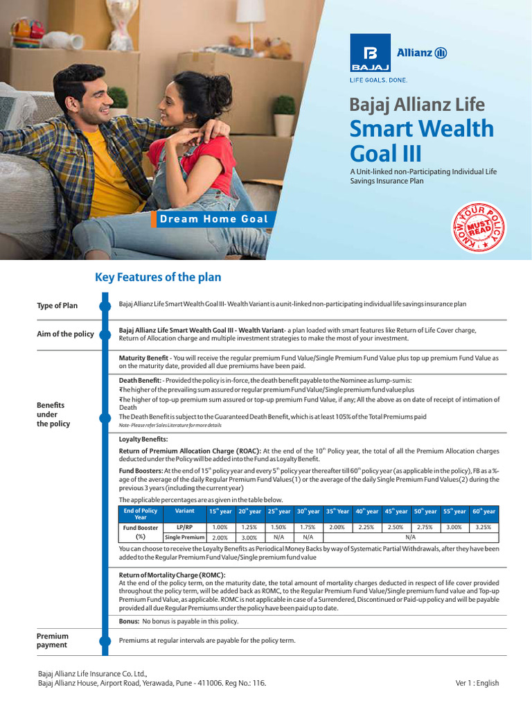Smart Wealth Goal III: Bajaj Allianz Life | PDF