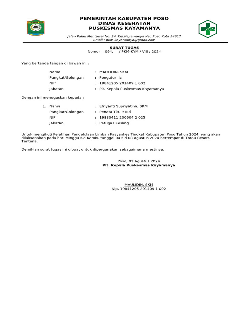 Format ST Dan SPPD Pelatihan Limbah | PDF