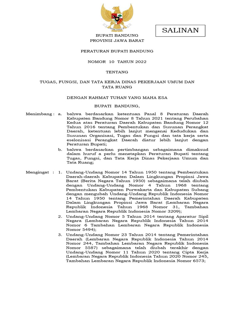 Perbup No 10 Tahun 2022 3 | PDF