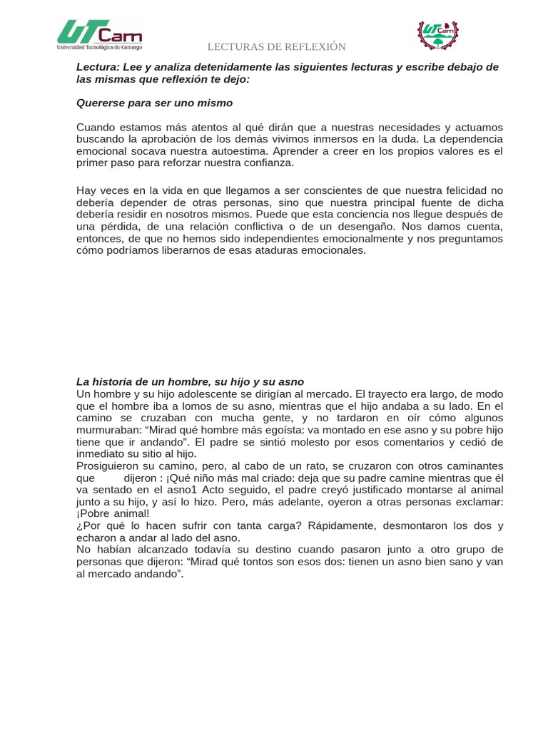 Actividad Ii Unidad Lecturas de Reflexión | PDF
