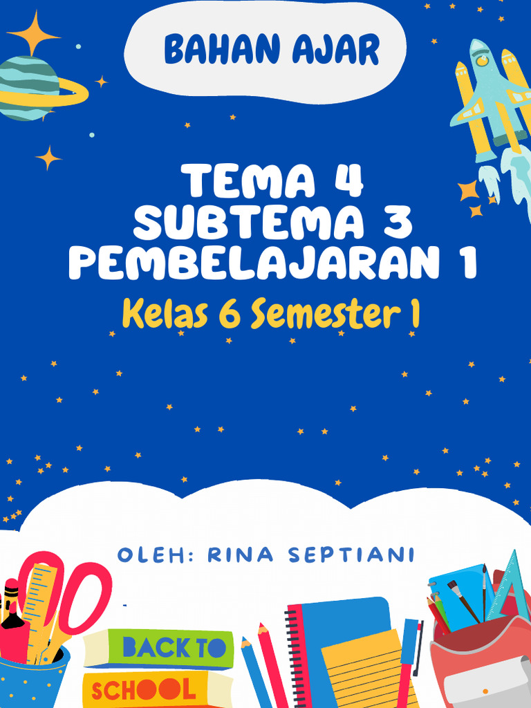 Salinan Bahan Ajar Tema 4 ST 3 Pembelajaran 1 - RA 4 - Rina Septiani | PDF