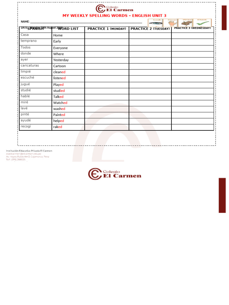 SPELLING UNIT 5 4th Grade | PDF