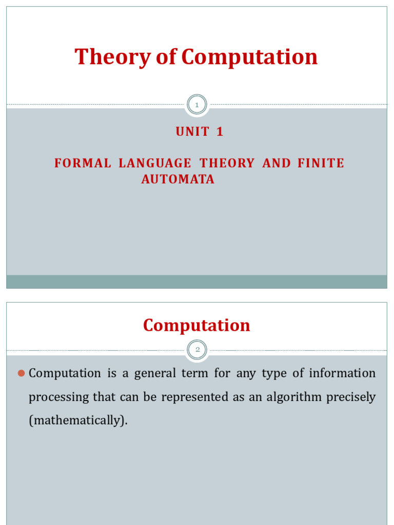 Toc Unit 1 Finite Automata | PDF | Automata Theory | Language Arts & Discipline