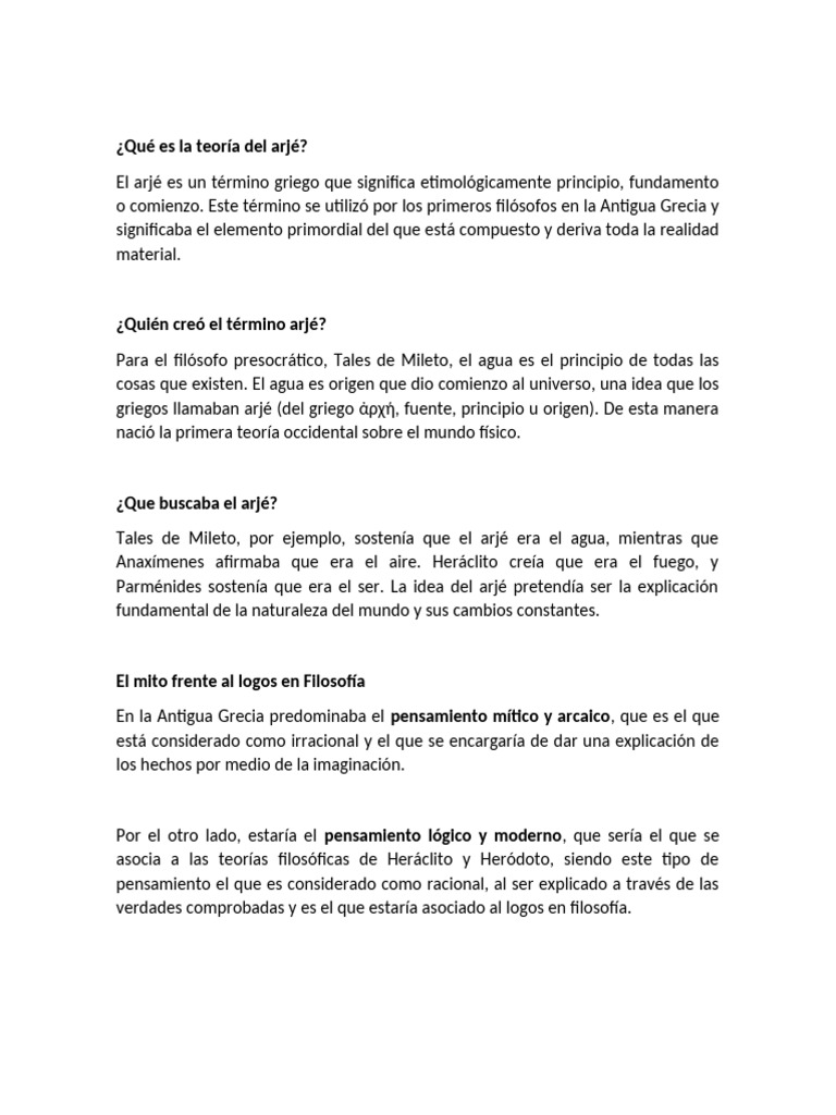 El Arjé - Grado 6 | PDF