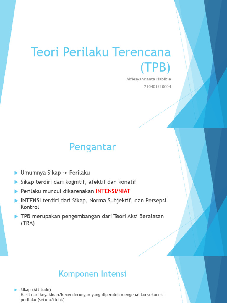 Teori Perilaku Terencana (TPB) | PDF