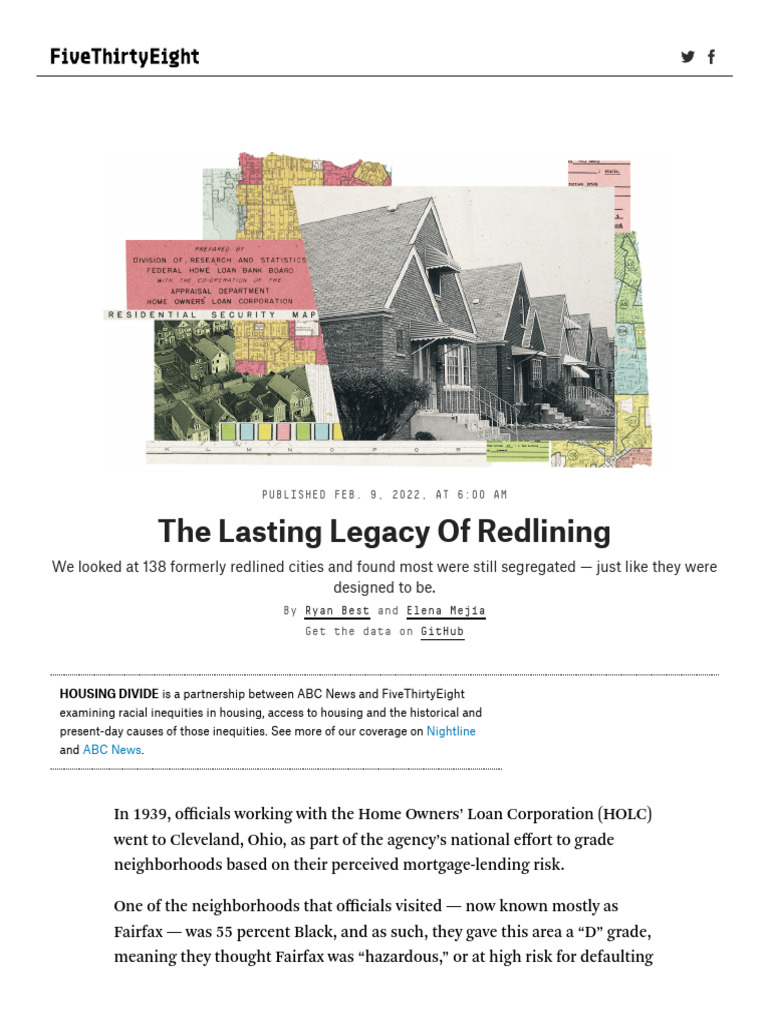 The Lasting Legacy Of Redlining _ FiveThirtyEight | PDF