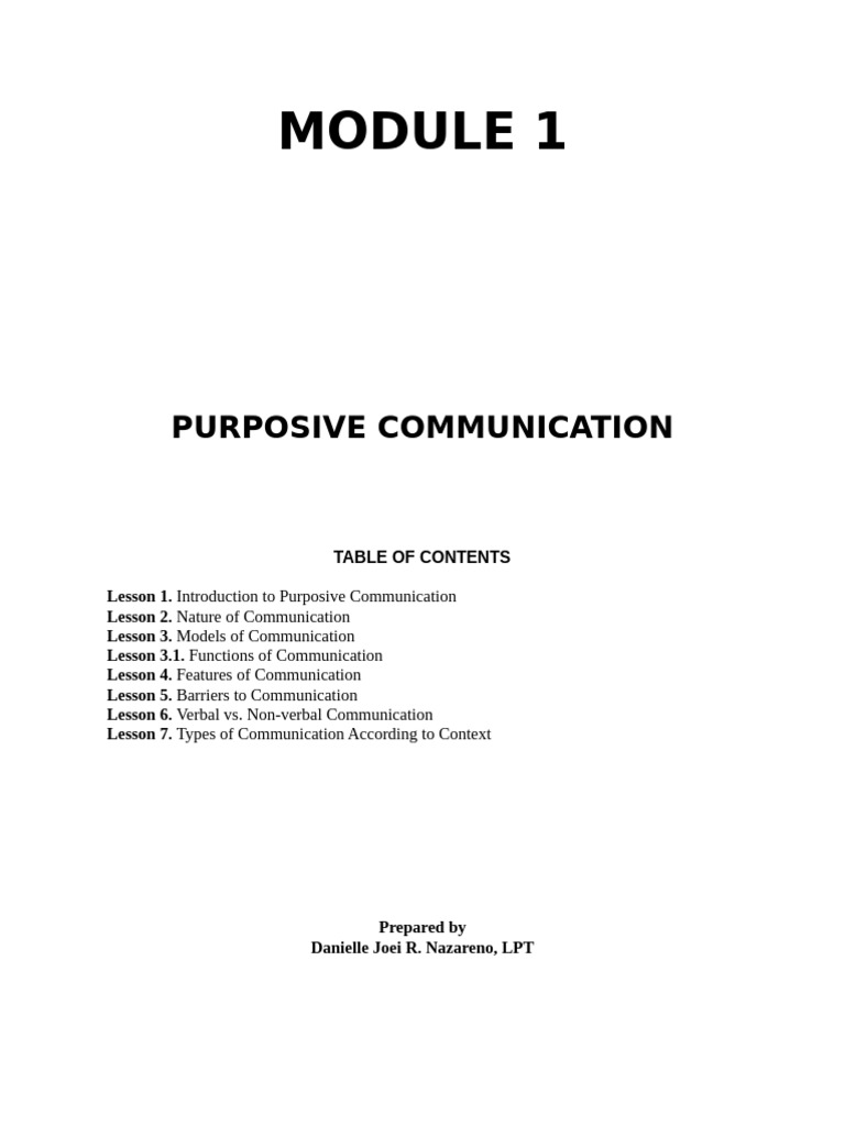 Purpossive Communication - Module 1 | PDF